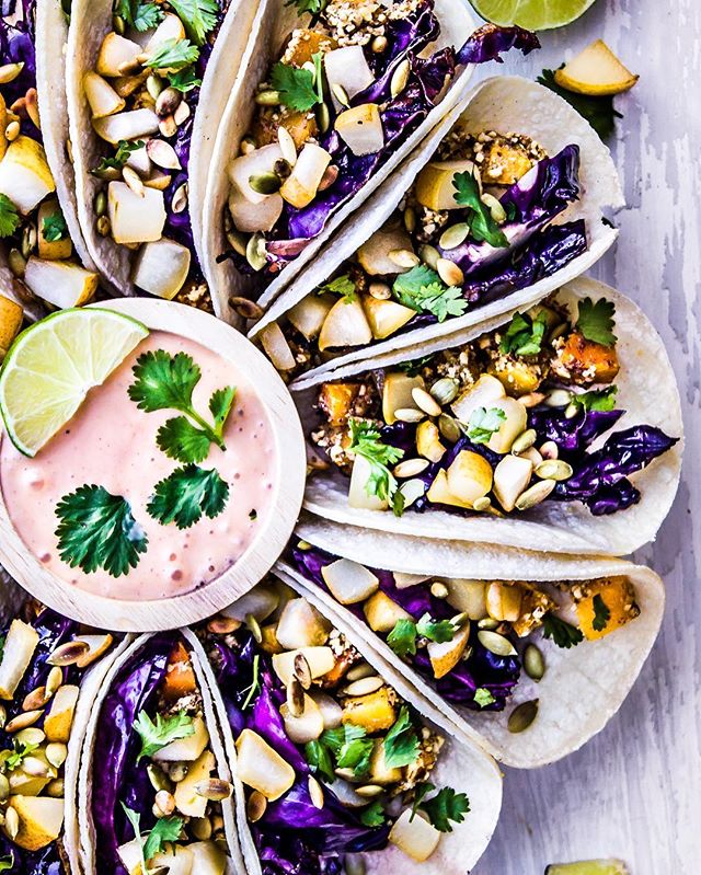 Maple Glazed Pear, Butternut Squash And Purple Cabbage Tacos Recipe ...