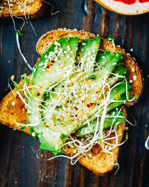 Avocado Toast With Sesame Seeds, And Bean Sprouts Recipe | The Feedfeed