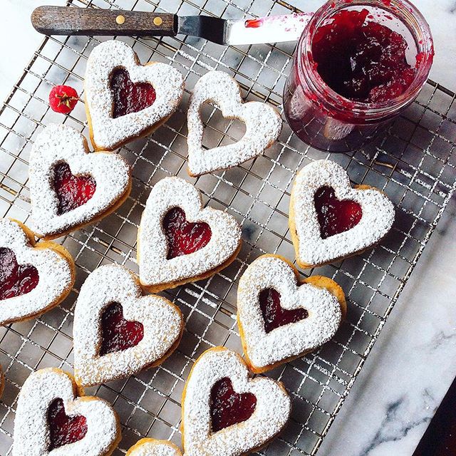 Heart Linzer Cookies With Raspberry Jam Recipe | The Feedfeed