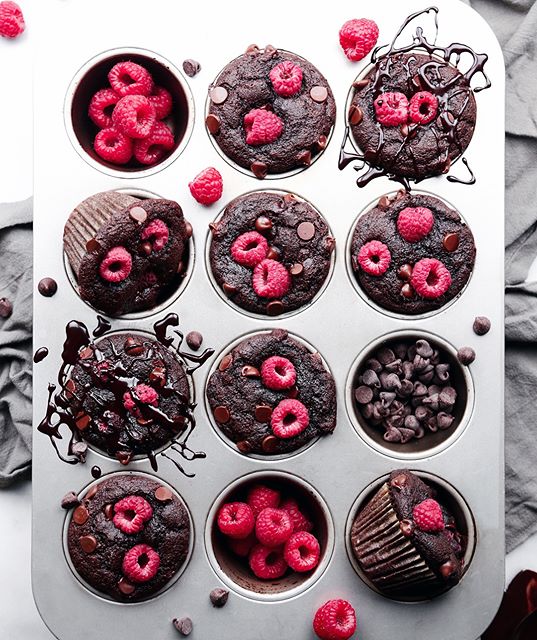 Fresh Raspberry Double Chocolate Chip Muffins Recipe | The Feedfeed
