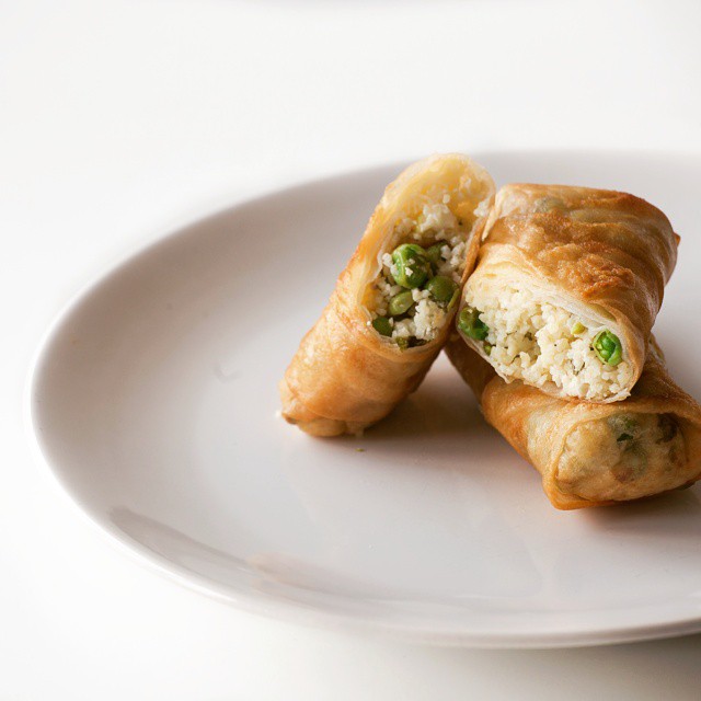 Pea & Quinoa Phyllo Spring Rolls With Roast Tomato Nam Prik (dipping ...