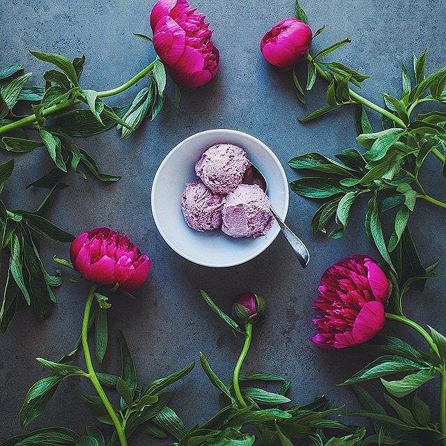 Peonies And Vegan Raspberry Cashew Ice Cream Recipe | The Feedfeed