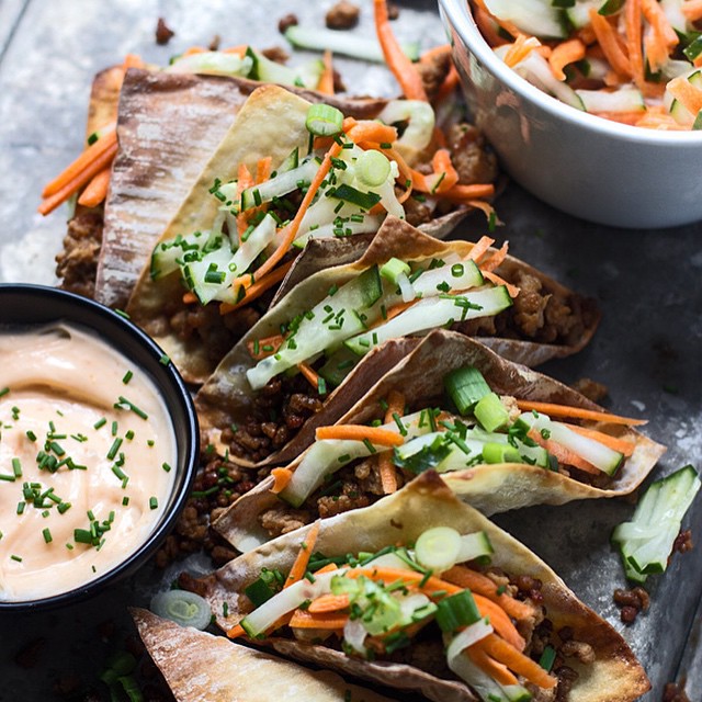 Mini Banh Mi Wontons With Pork, Carrots & Low Fat Mayonnaise Recipe ...