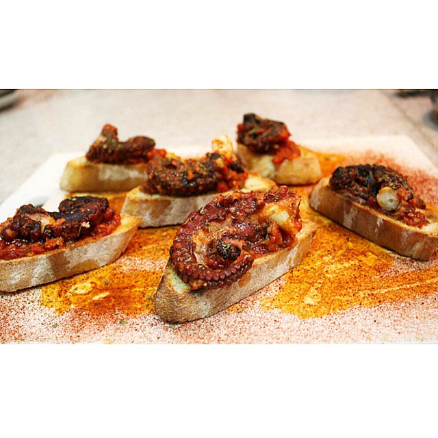 Slowly Cooked Octopus Crostini With Onion & Garlic Recipe | The Feedfeed
