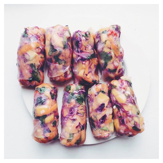 Rice Paper Vegetable Rolls With Peanut Dipping Sauce Recipe | The Feedfeed
