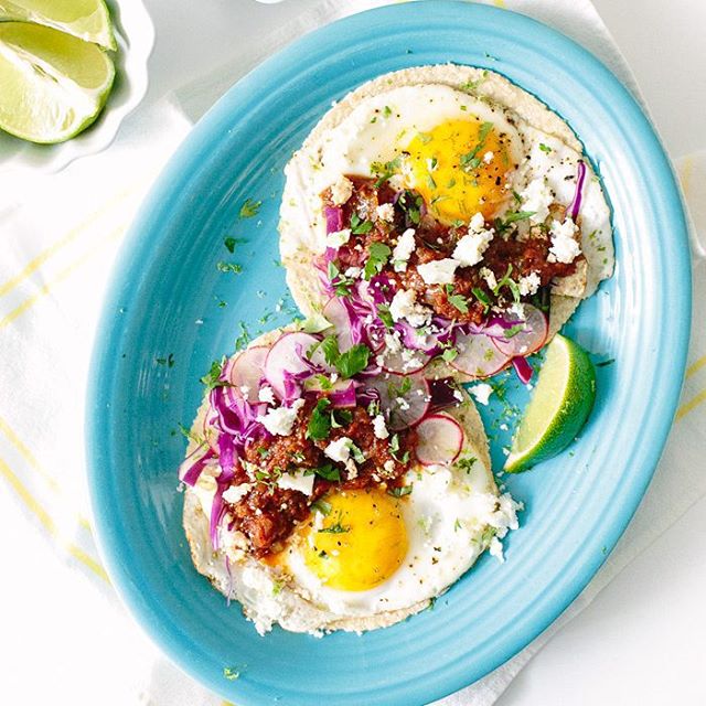 Huevos Rancheros Tacos With Pepper, Onion & Queso Fresco (goat Cheese ...