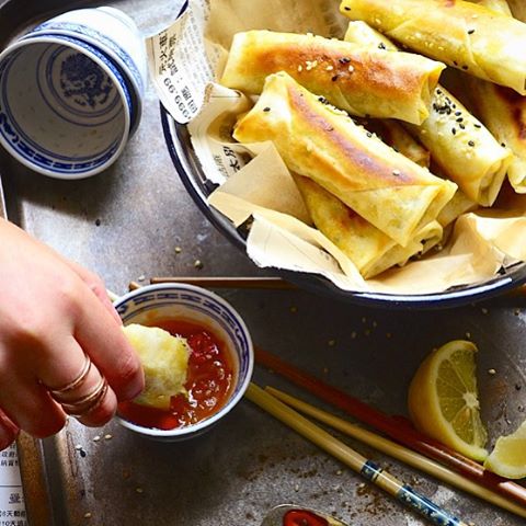 Chicken And Vegetable Spring Rolls With Oyster Sauce And Sweet Chilli ...