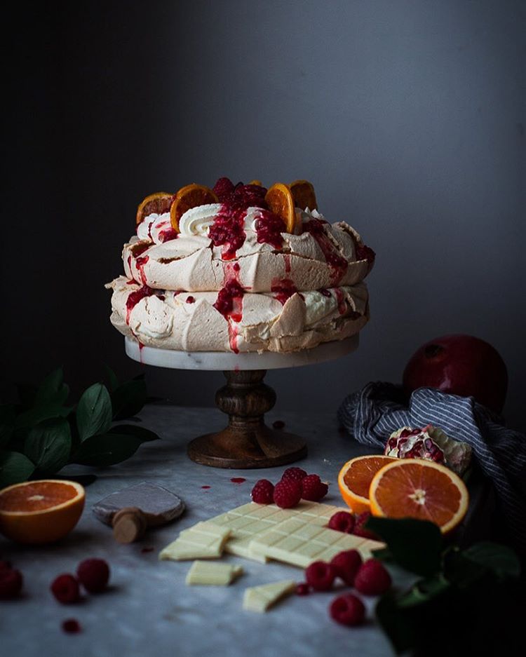 Pavlova With Smashed Raspberries And Pomegranate Recipe | The Feedfeed