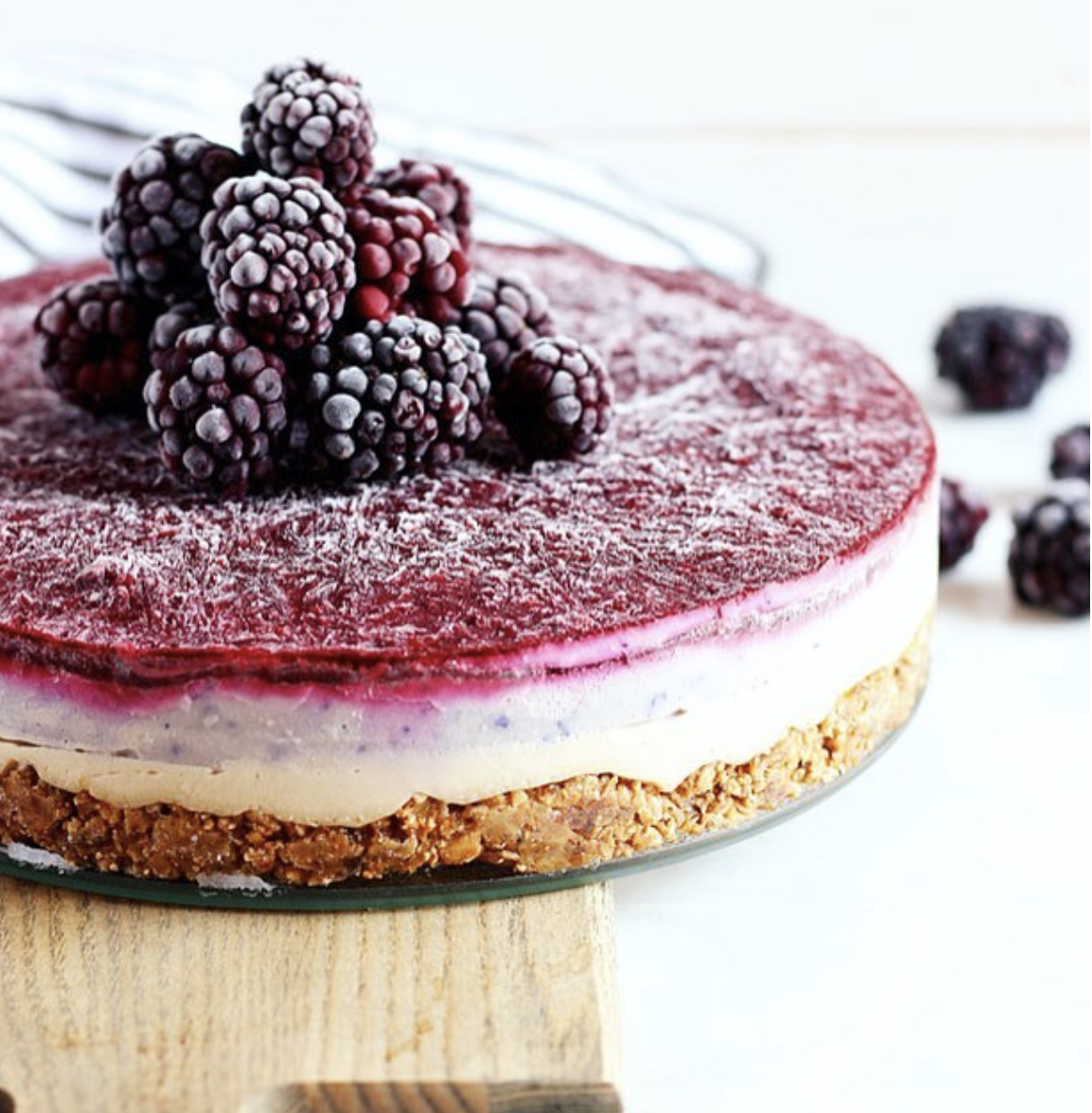 Blackberry Ginger Cheesecake with Granola Crust Recipe | The Feedfeed