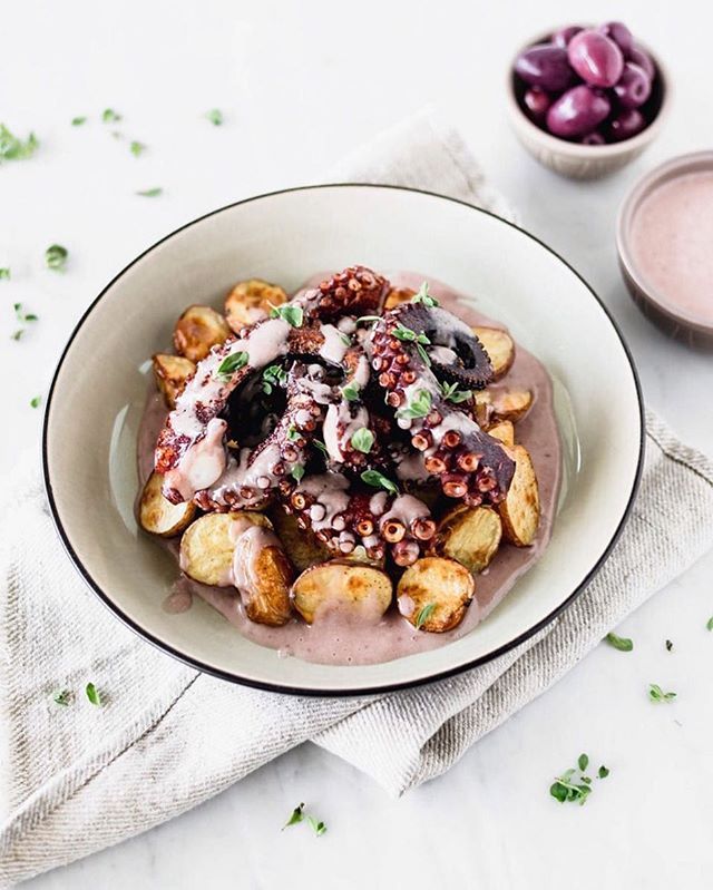 Peruvian Grilled Octopus with Botija Olives Recipe | The Feedfeed
