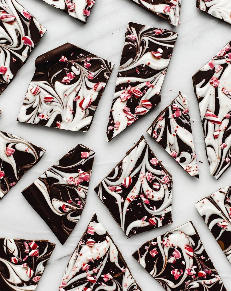 Chocolate and Peppermint Marbled Bark Recipe | The Feedfeed