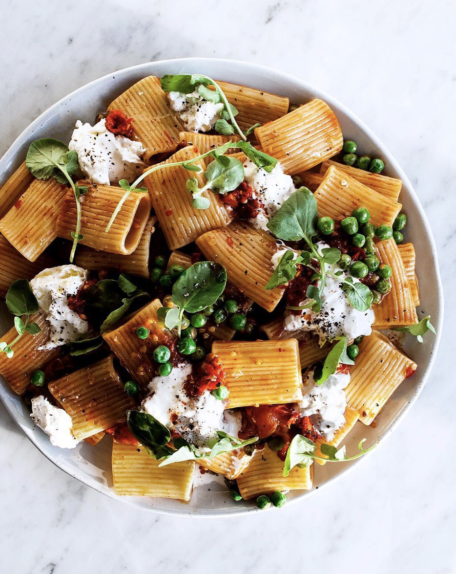 Garlic and Chili Buratta Pasta with Peas Recipe | The Feedfeed
