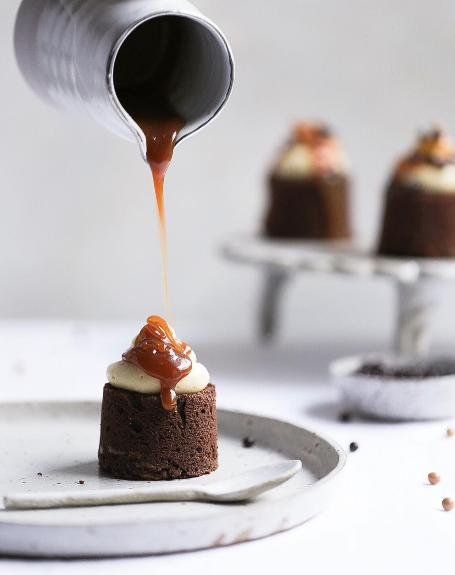 Brownies with Earl Grey Frosting and Salted Caramel Sauce Recipe | The ...
