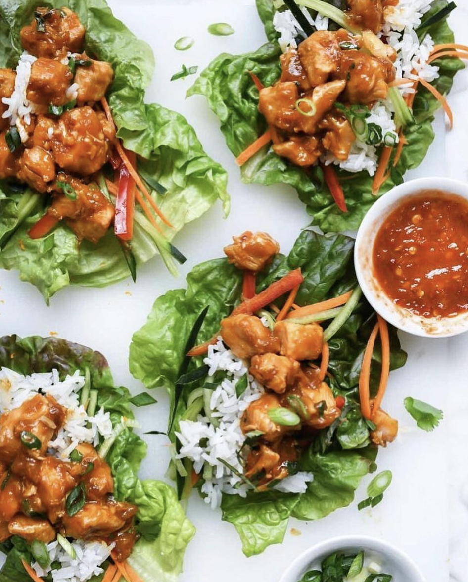 Orange Chicken and Rice Lettuce Wraps Recipe | The Feedfeed