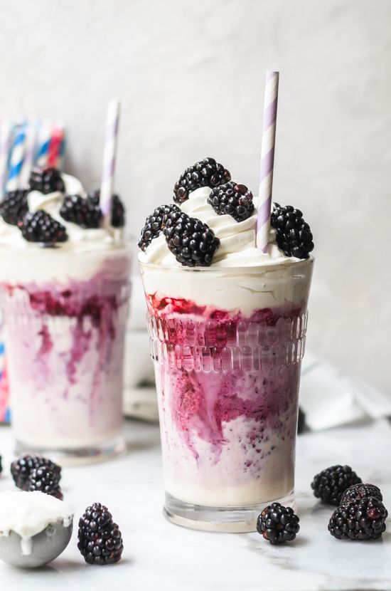 Blackberry and Vanilla Cream Milkshakes Recipe | The Feedfeed