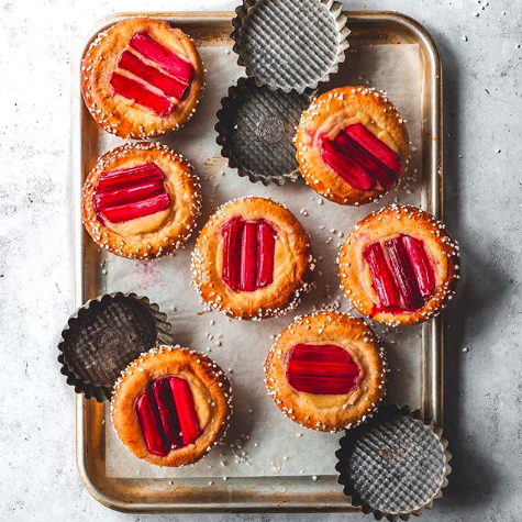 Mini Rhubarb Custard Brioche Tarts Recipe | The Feedfeed