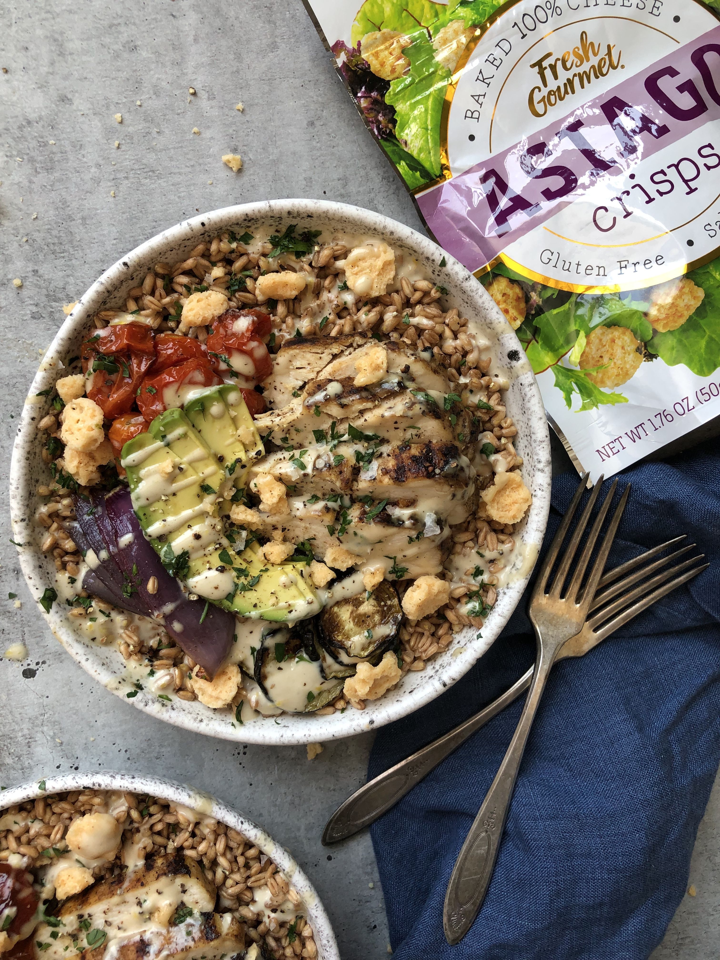 How to Make Grilled Chicken Farro Bowls with Roasted Cherry Tomatoes ...