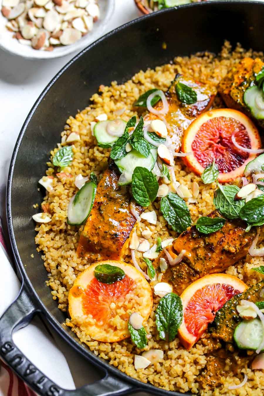 Bulgur with Turmeric Glazed Salmon Recipe | The Feedfeed