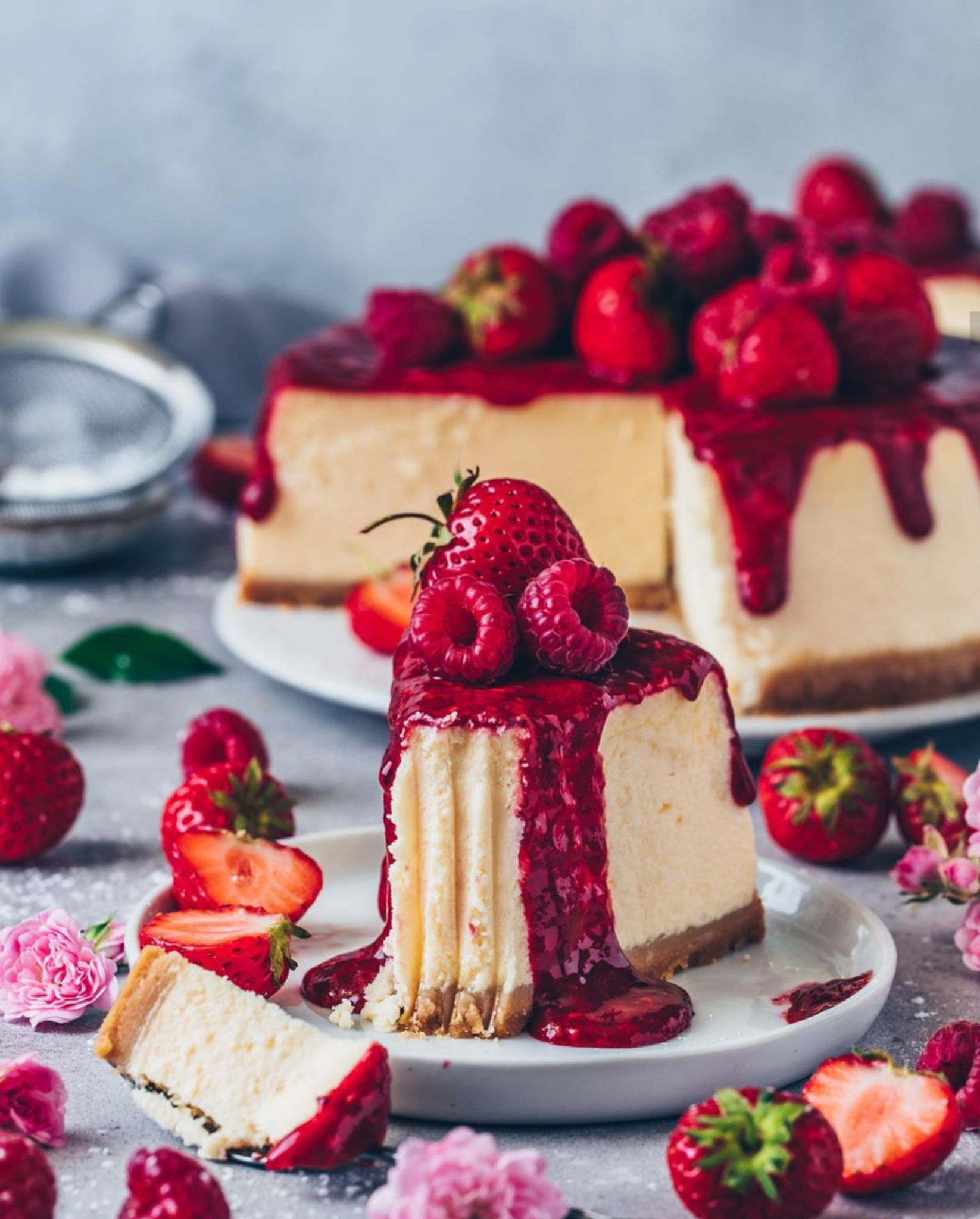 Creamy 'Cheesecake' with Raspberry Strawberry Sauce Recipe | The Feedfeed