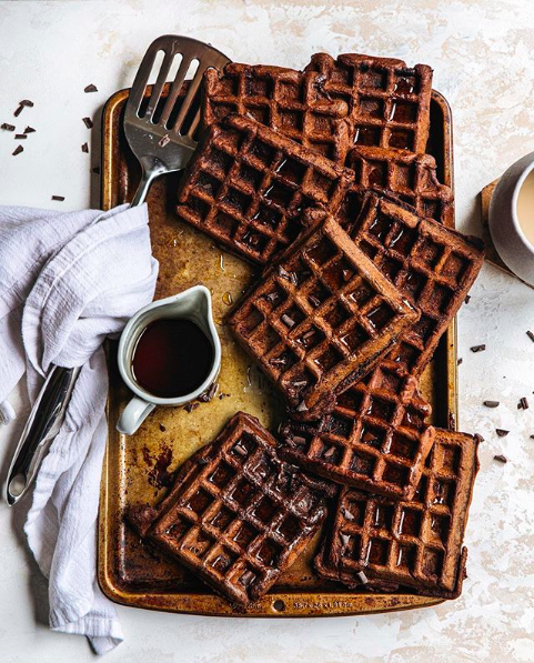 Dark Chocolate Olive Oil Waffles Recipe | The Feedfeed