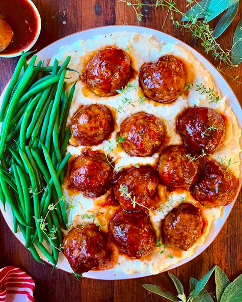 Maple Chili Glazed Meatballs with Pureed Parsnips Recipe | The Feedfeed