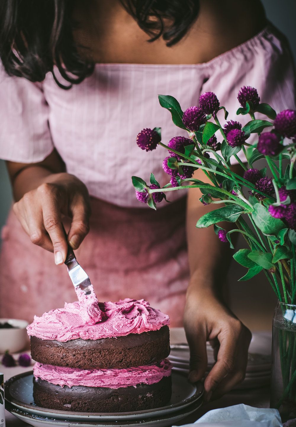 Double Chocolate Cake with Hibiscus Frosting Recipe | The Feedfeed