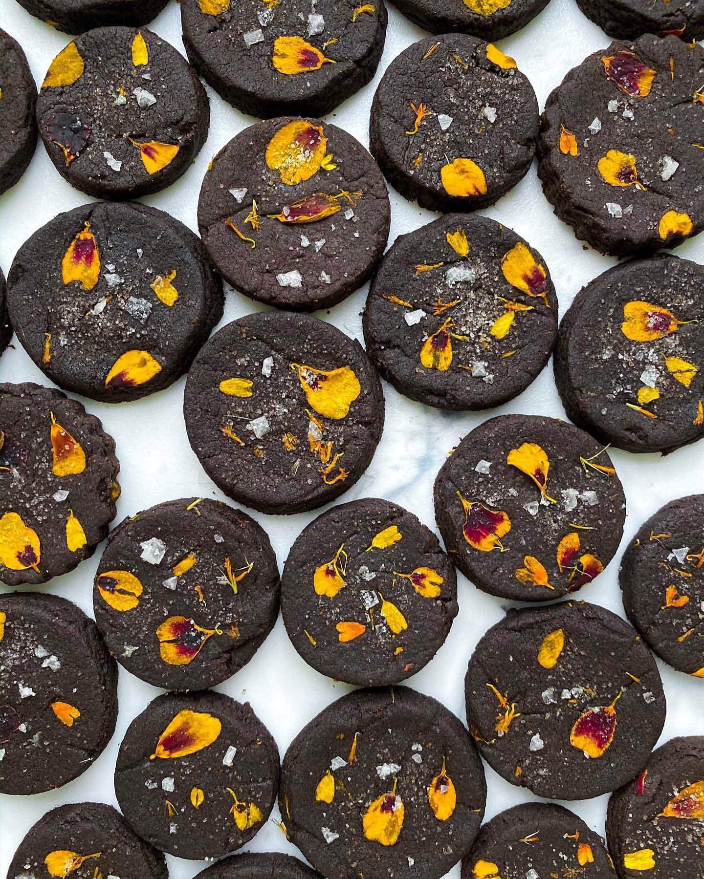 Floral Dark Chocolate Shortbread Recipe | The Feedfeed