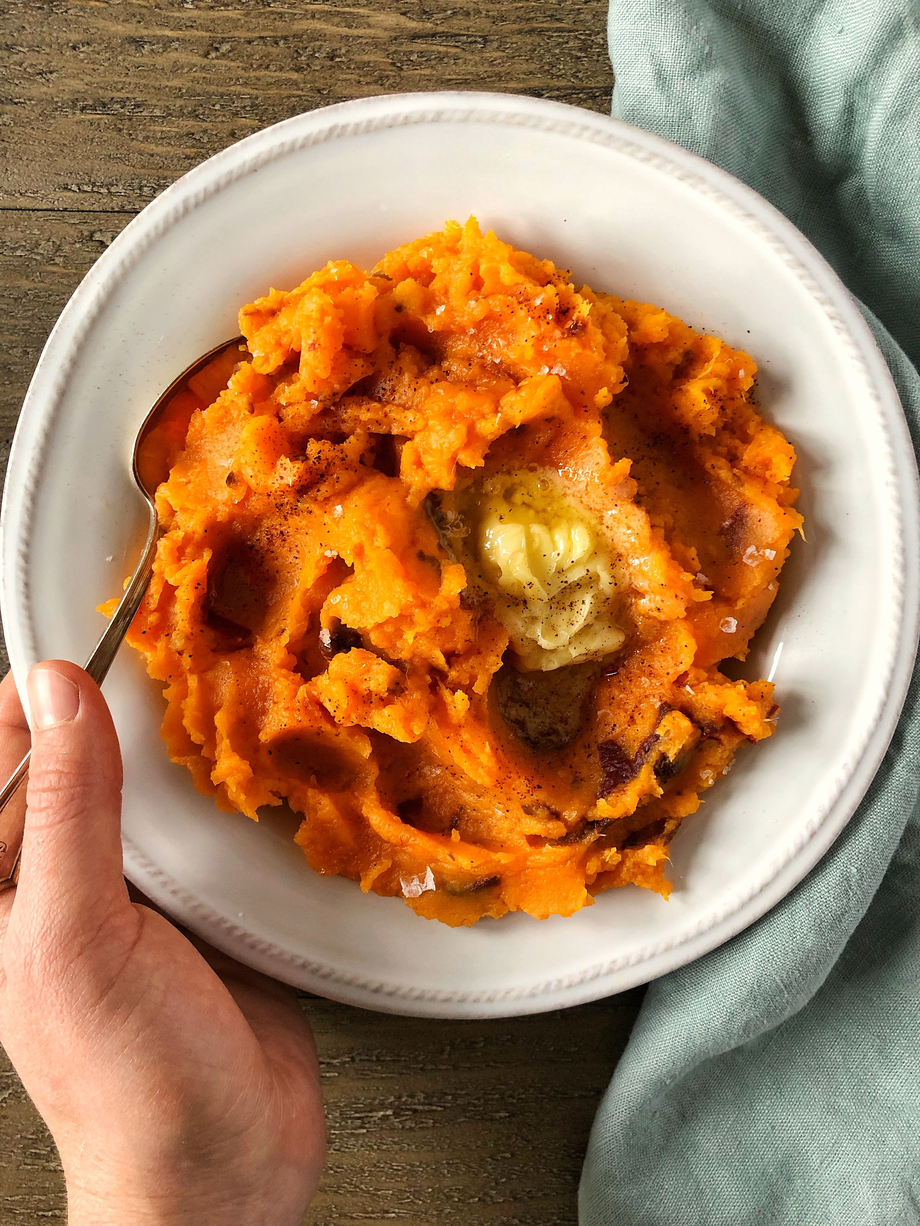 Chipotle Smashed Sweet Potatoes with Golden Honey Butter Recipe | The ...