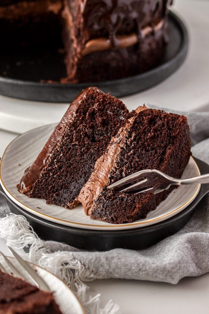 Dark Chocolate Cake with Chocolate Buttercream and Ganache Recipe | The ...