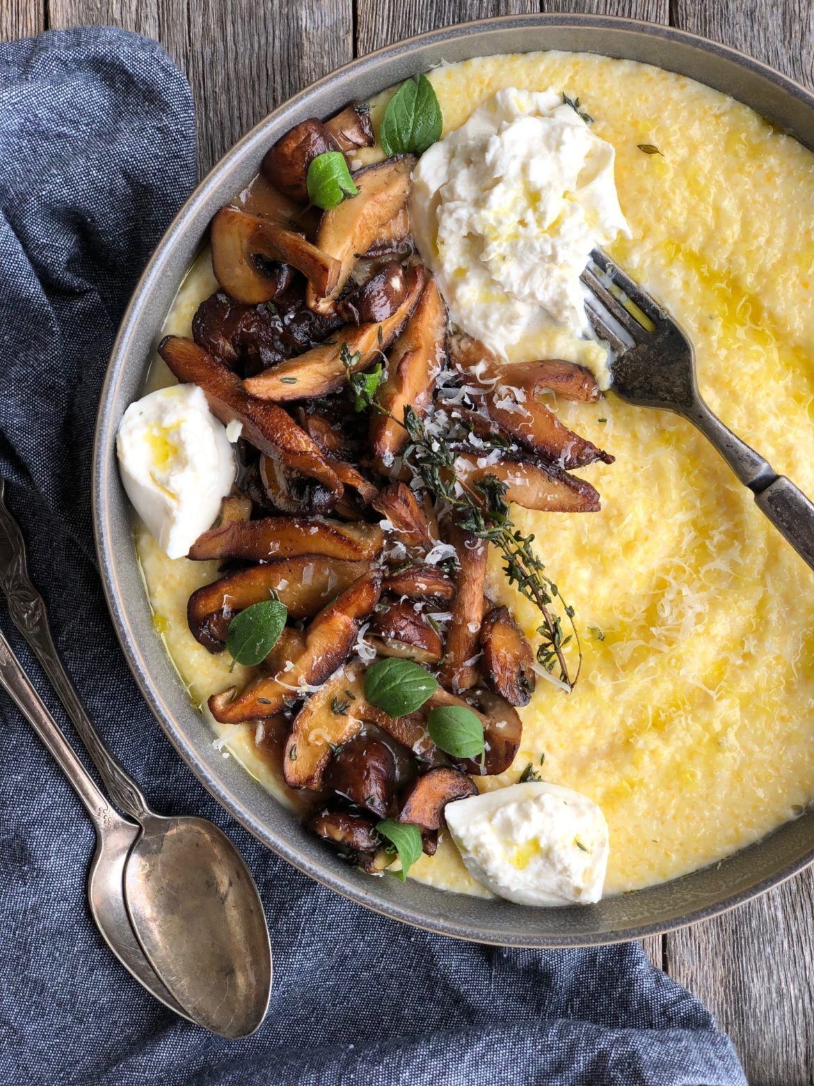 Creamy Polenta with Mushrooms and Burrata Recipe | The Feedfeed