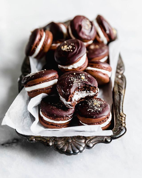 Chocolate Macarons with Marshmallow Buttercream Recipe | The Feedfeed