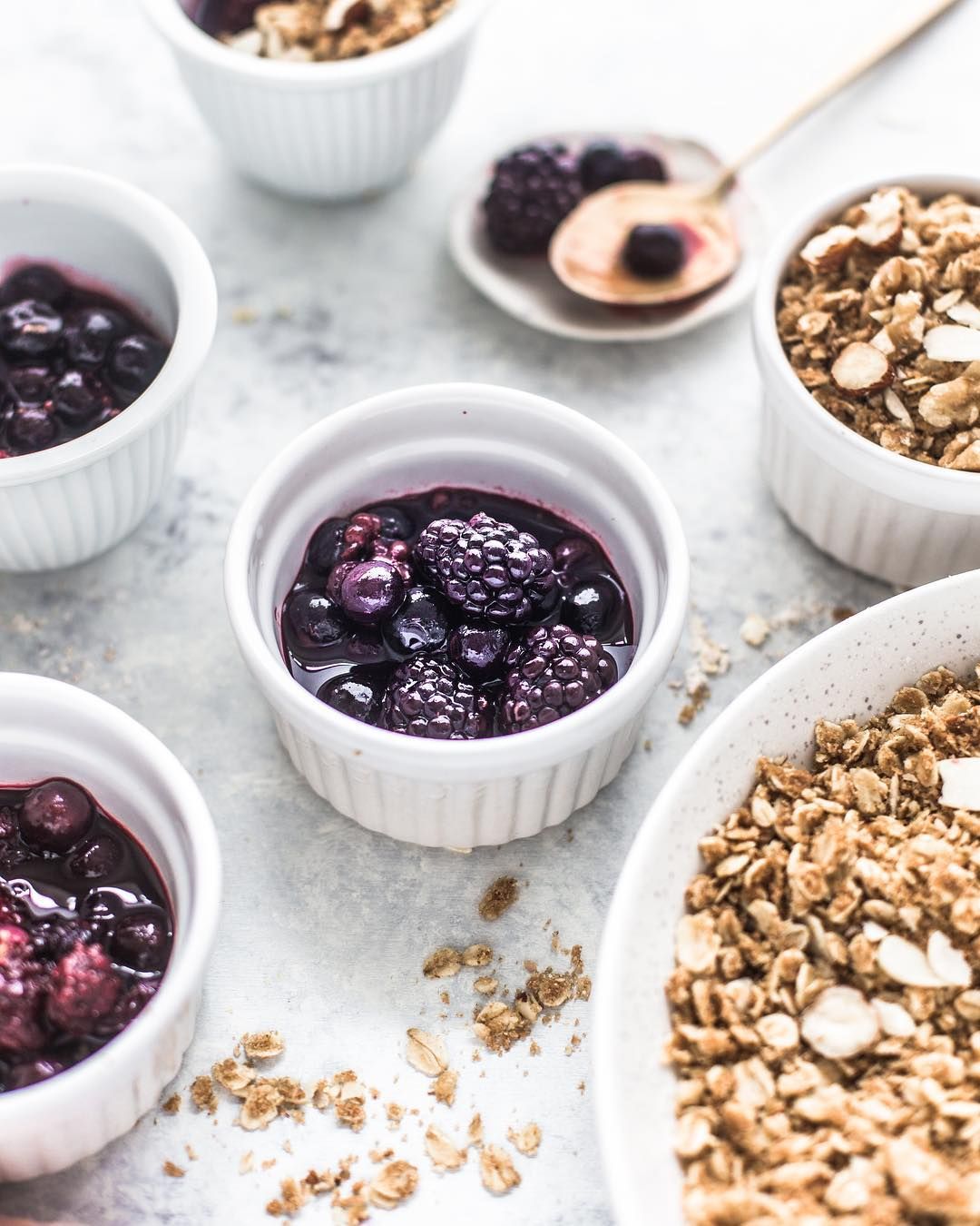 Three Nut Crumble with Lemony Blueberry Filling Recipe | The Feedfeed