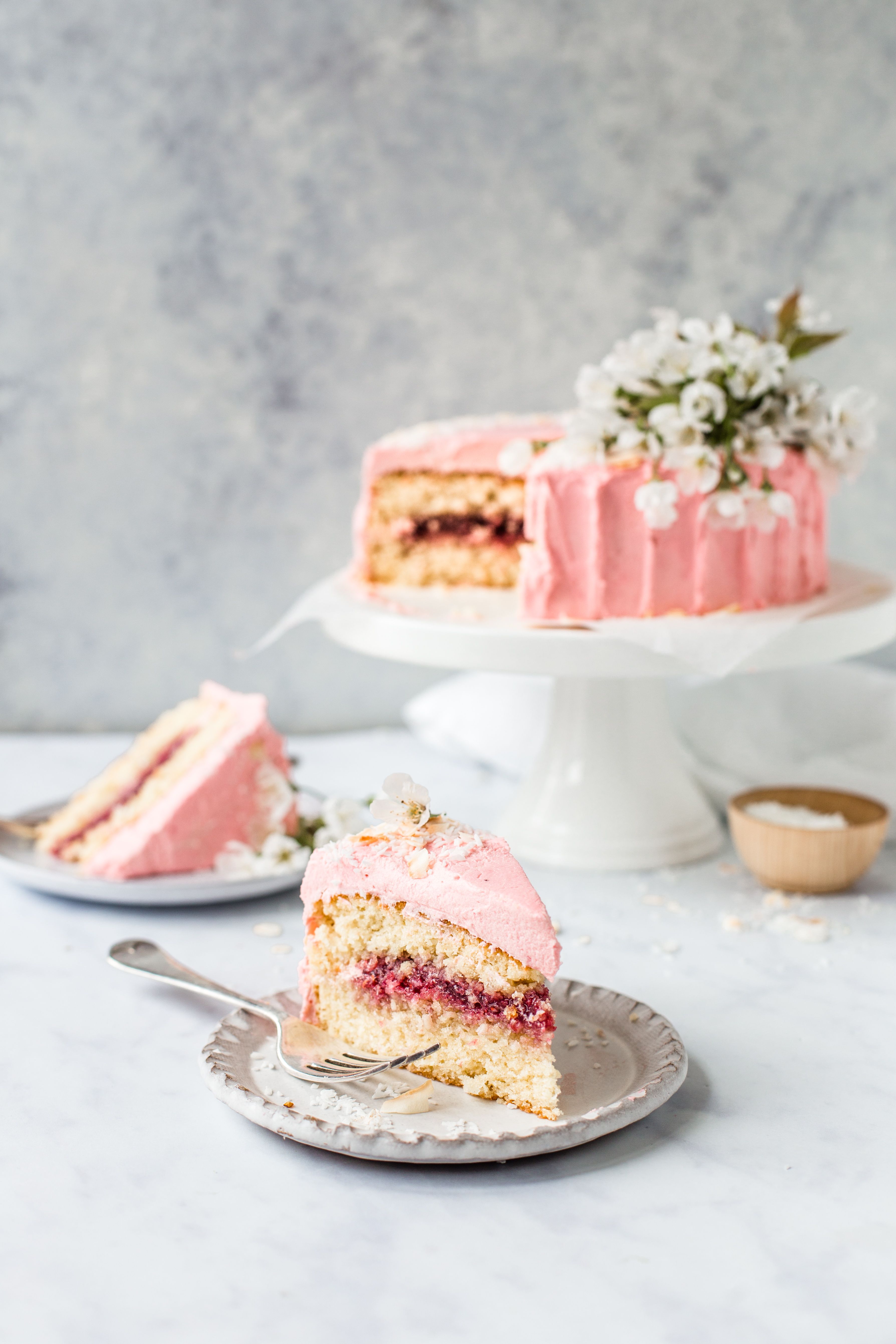 Coconut Raspberry Sponge Cake Recipe | The Feedfeed