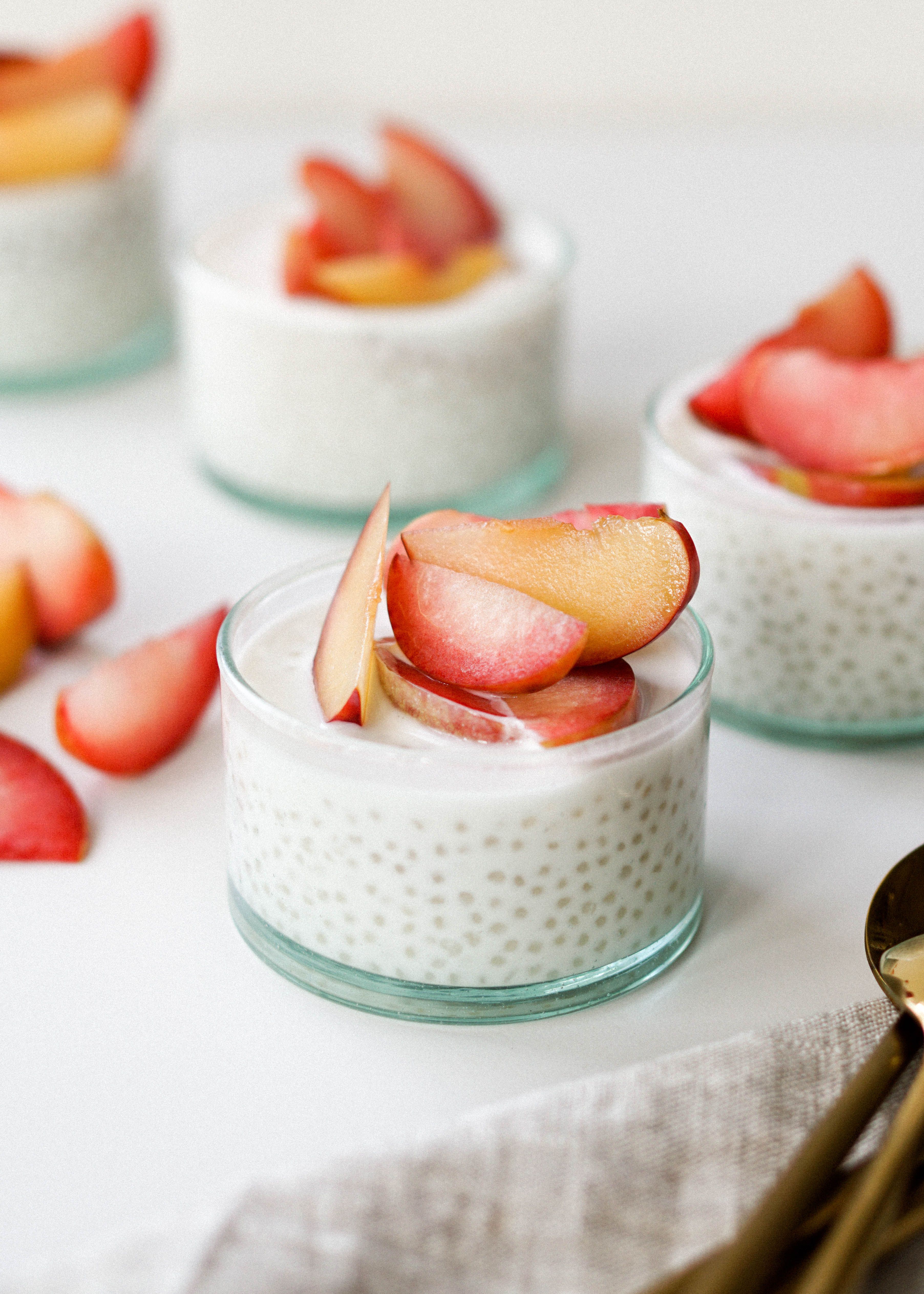 Pluot Topped Coconut Sago Recipe | The Feedfeed