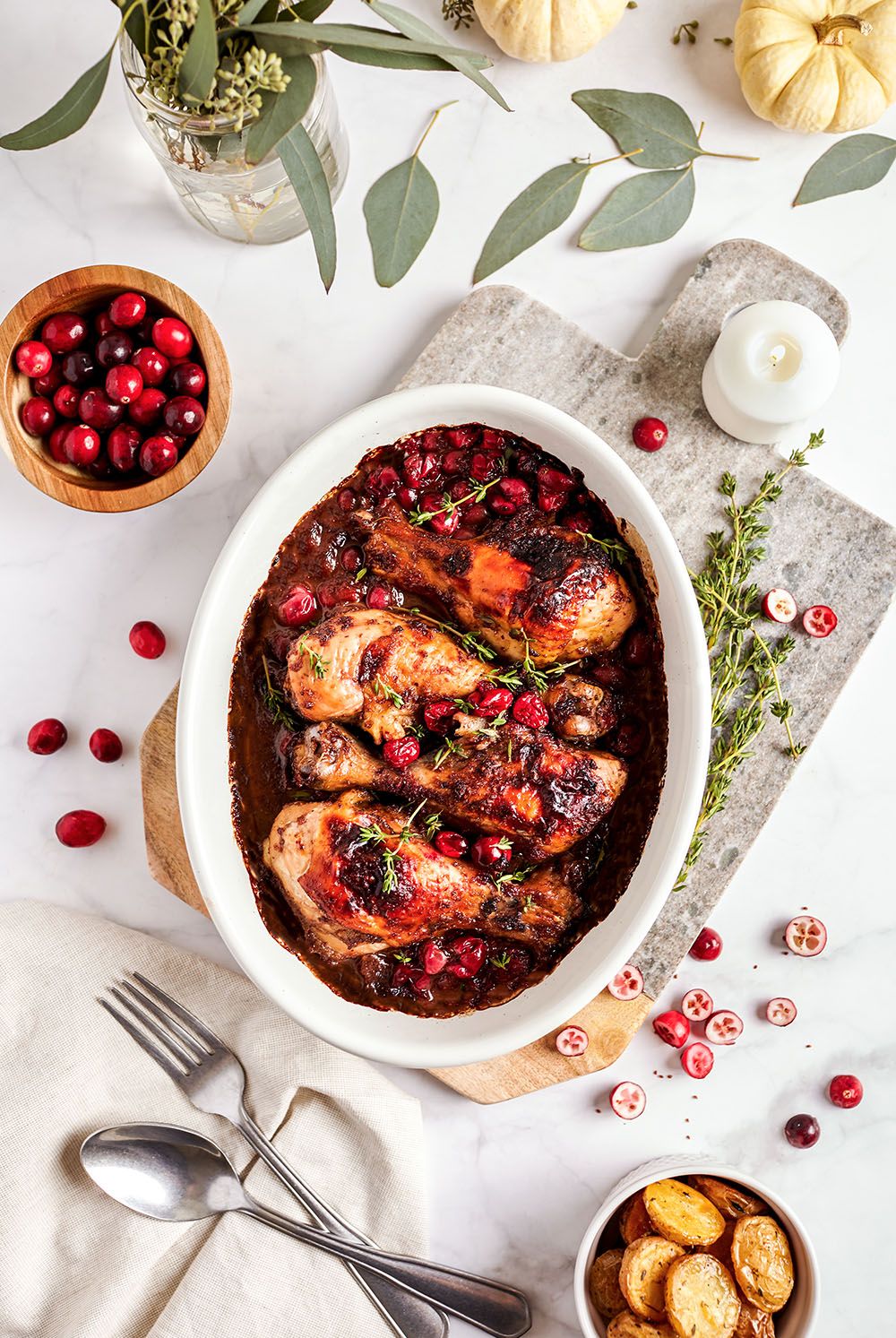 Cranberry Balsamic Roasted Chicken with Rosemary Potatoes Recipe | The ...