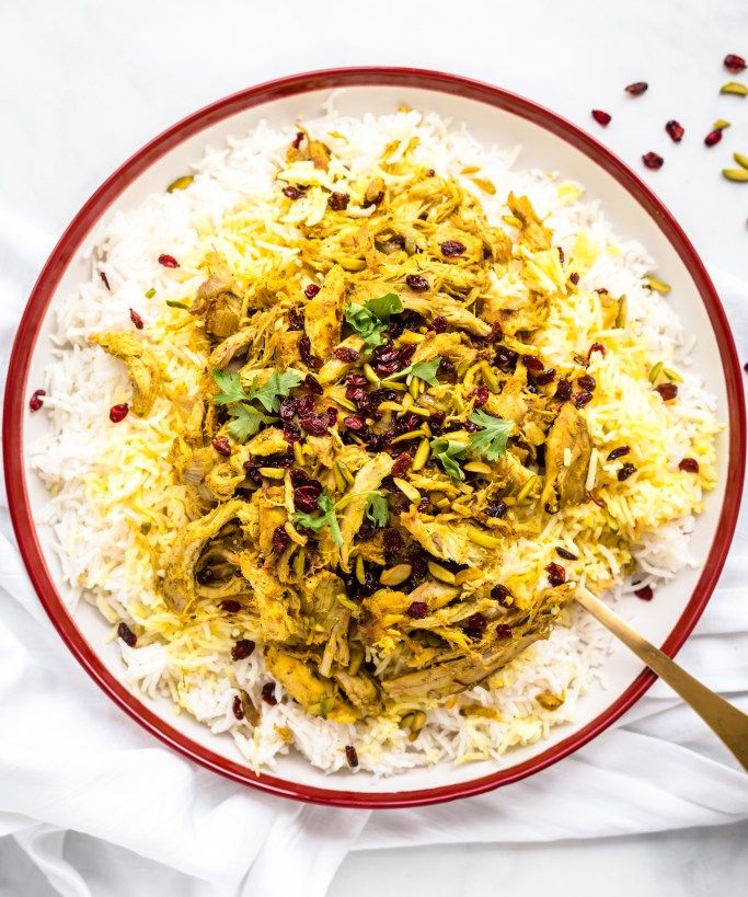 Persian Saffron Chicken with Barberry Rice Recipe | The Feedfeed