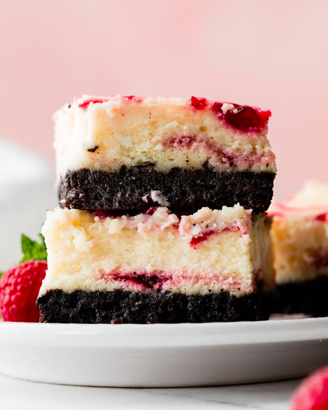 Raspberry White Chocolate Cheesecake Bars Recipe | The Feedfeed