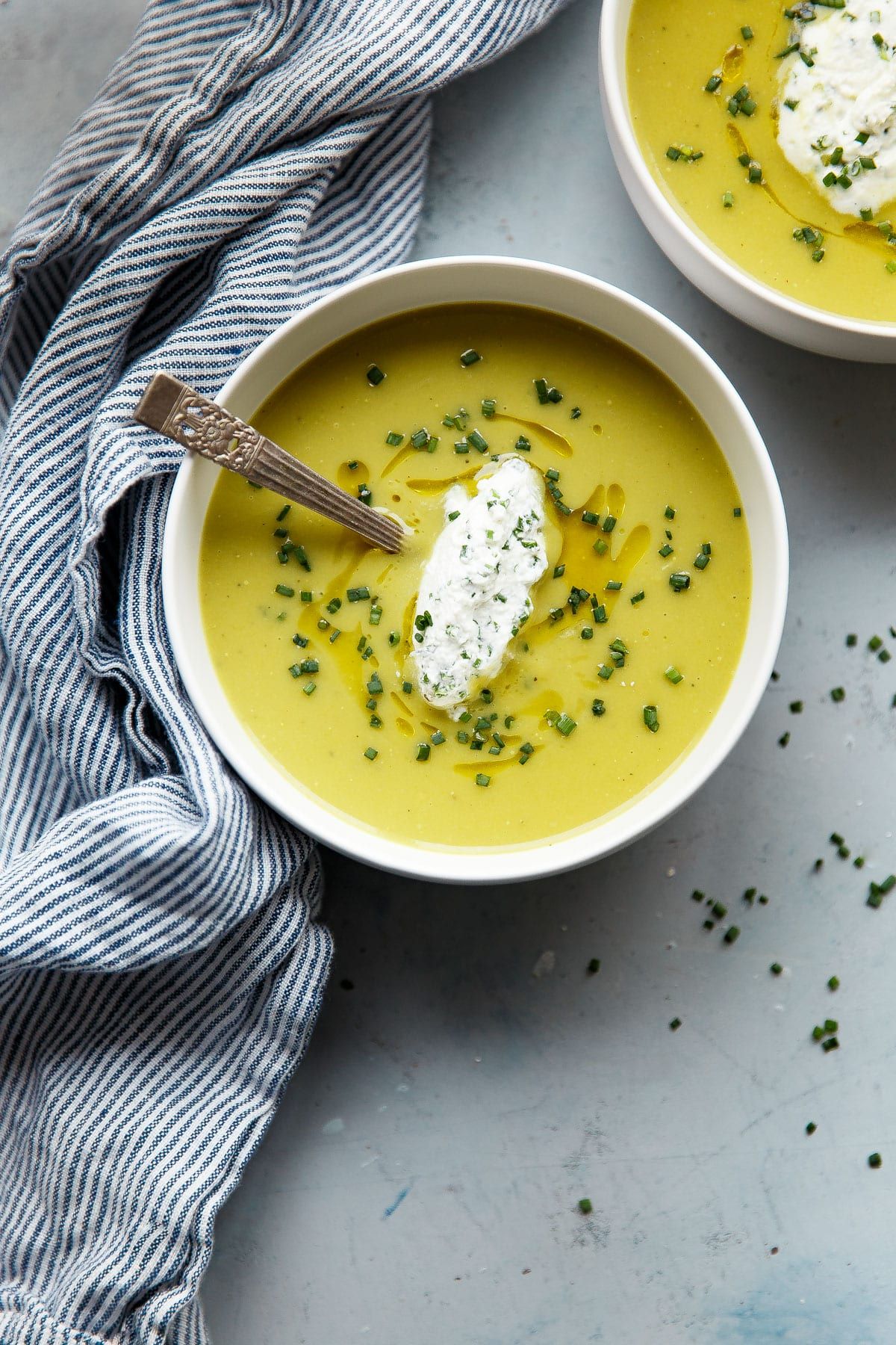 Asparagus Potato Soup With Chive Cream By Abeautifulplate Quick Easy Recipe The Feedfeed