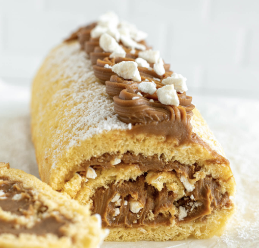 Dulce de Leche Cake Roll with Crushed Meringue Recipe | The Feedfeed