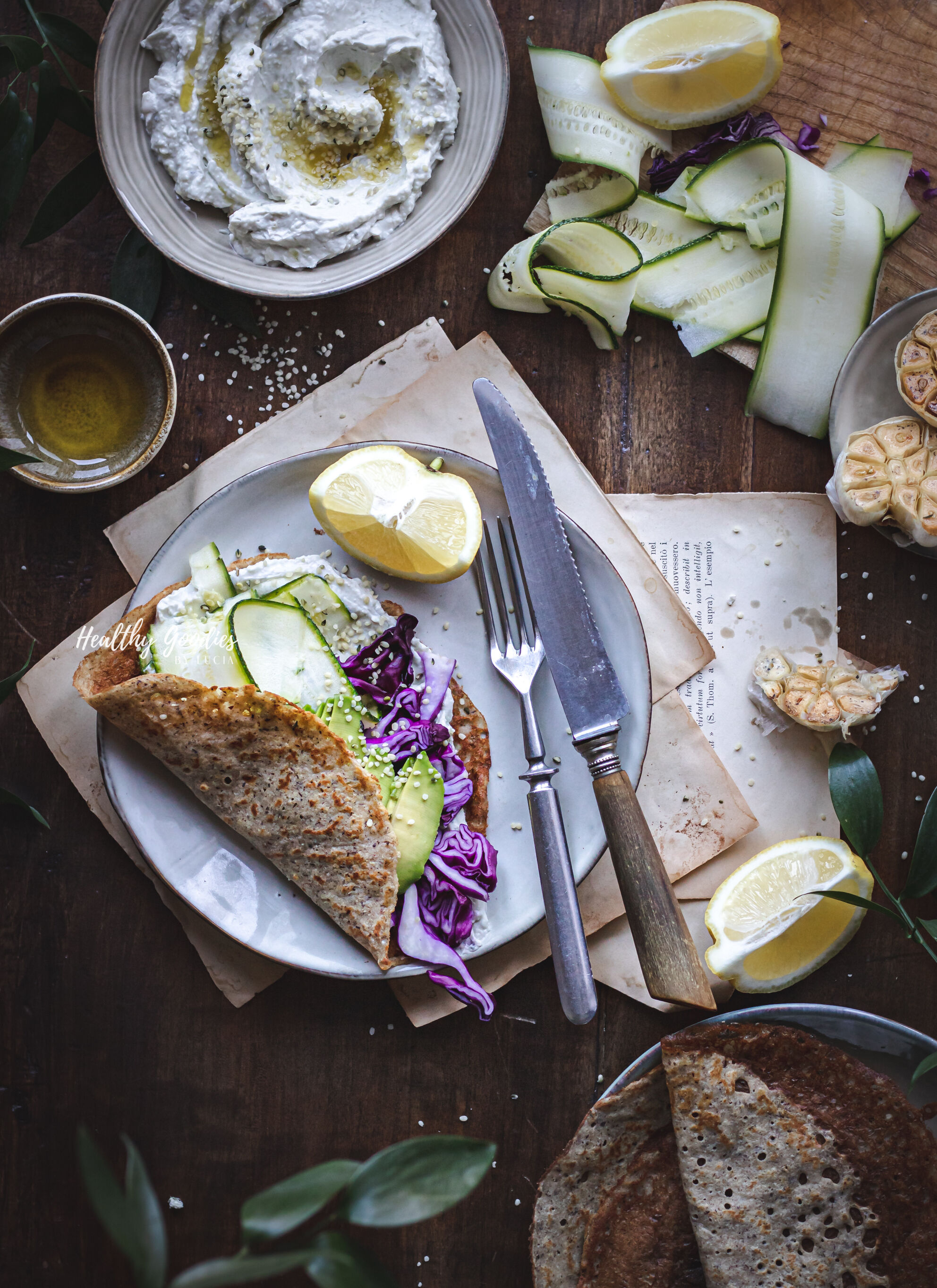 Vegetable Crêpes with Garlic Cream Cheese Recipe | The Feedfeed