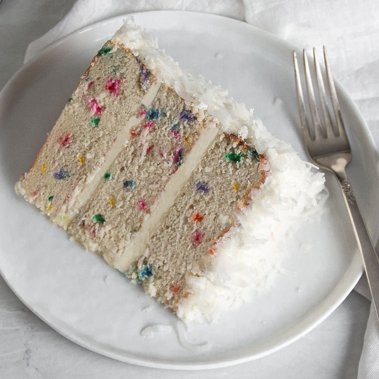 Funfetti Cake with Coconut Icing Recipe | The Feedfeed