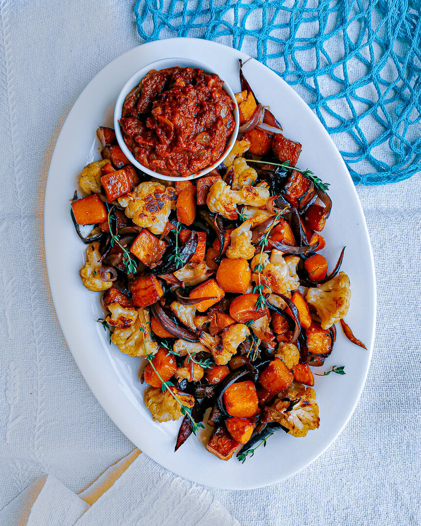 Sheet Pan Vegetables with Spicy Mole Sauce Recipe | The Feedfeed