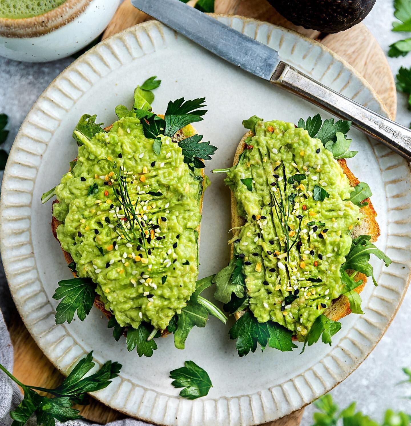 Simple Avocado Toasts with Parsley Arugula Recipe | The Feedfeed