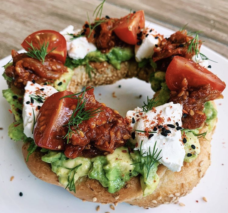 Avocado, Labneh and Tomato Jam Bagel Toast Recipe | The Feedfeed
