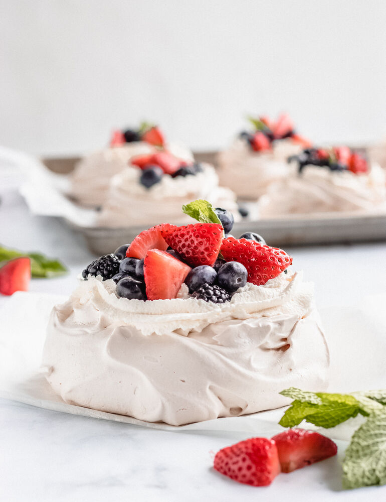 Berry Topped Mini Pavlovas Recipe | The Feedfeed
