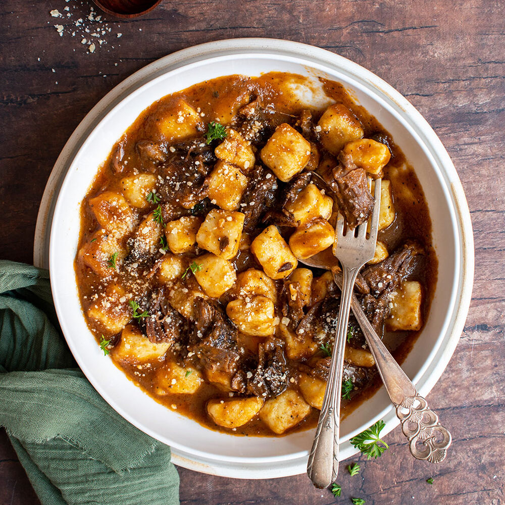 Goat Cheese Gnocchi with Sugo with a Pork and Short Rib Braise Recipe ...