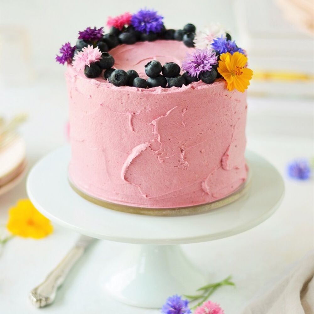 Vanilla Blueberry Cake with Blueberry Buttercream Recipe | The Feedfeed