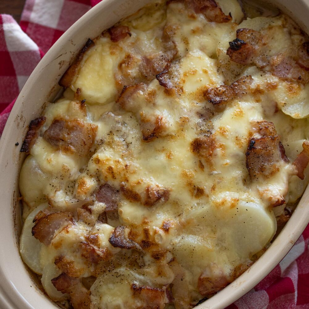 Bacon, Onion, Raclette Potato Gratin Recipe | The Feedfeed
