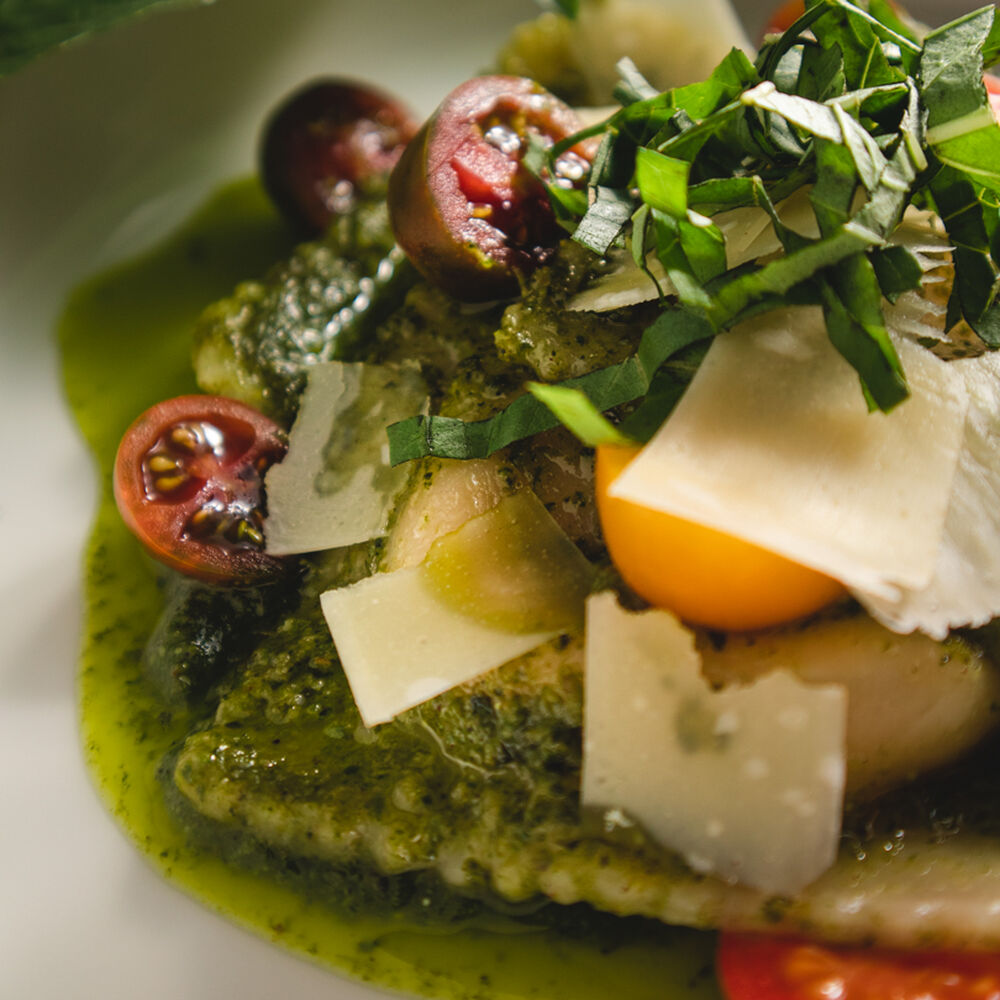 Summer Squash Ravioli with Mint Pesto & Cherry Tomatoes Recipe | The ...