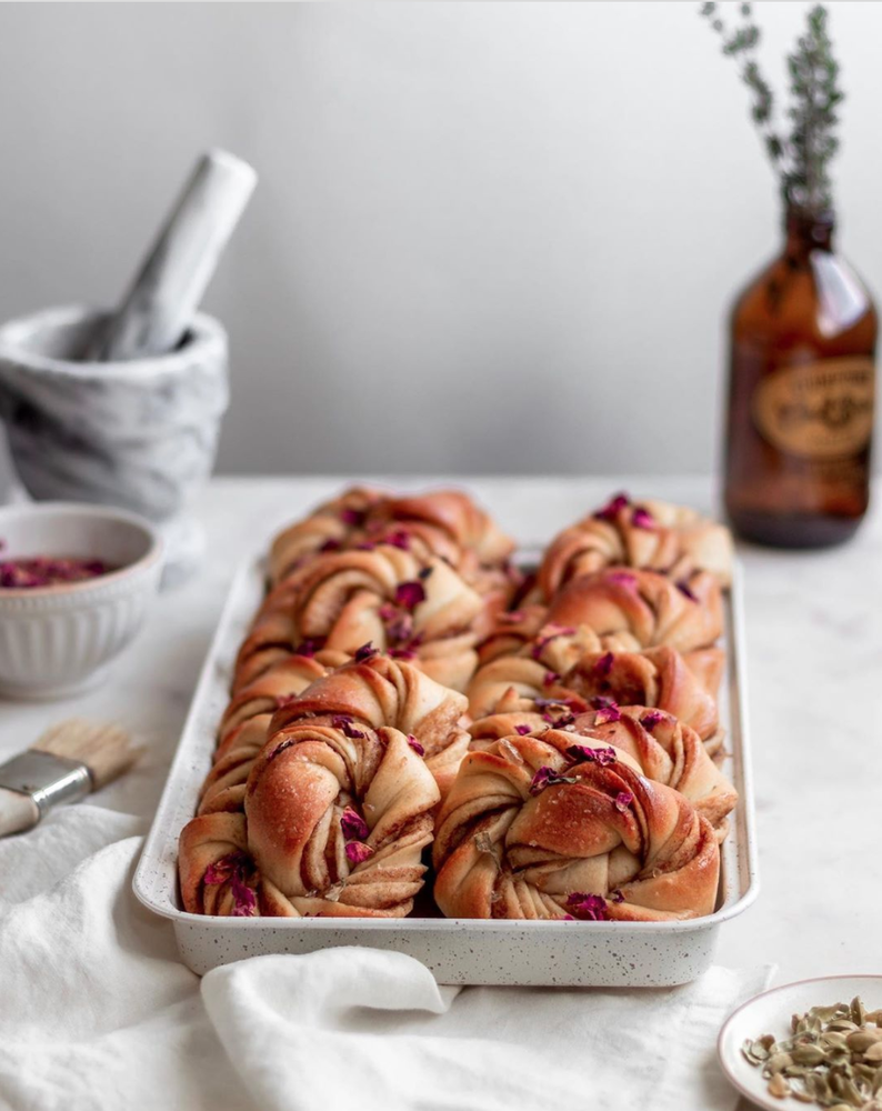 Rose Glazed Cardamom Buns Recipe | The Feedfeed